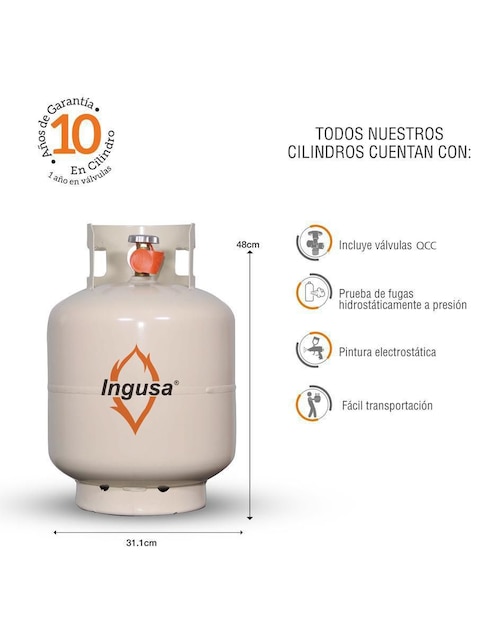 Tanque de gas LP Ingusa 10 kg válvula americana 2