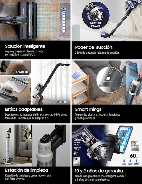 Aspiradora ciclónica Samsung vs80f28dmp/ax 2.5 litros 8